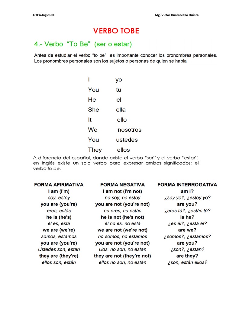 Verbo Tobe | PDF