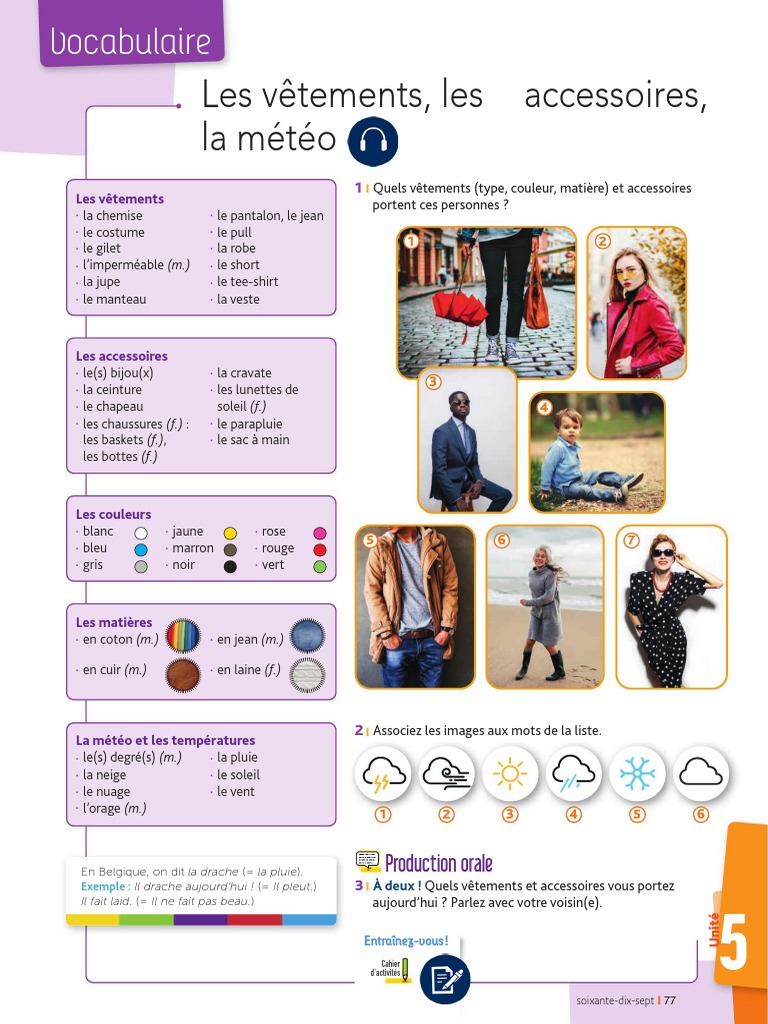 4) Vocabulaire - Vêtements, Accessoires Et Météo | PDF | Vêtements ...