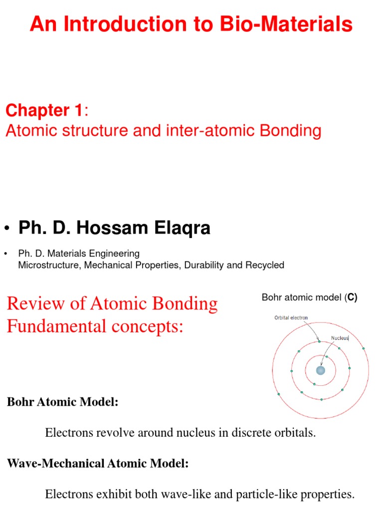 Lecture 02 Atomic Structure And Inter Atomic Bonding Biomaterials Pdf