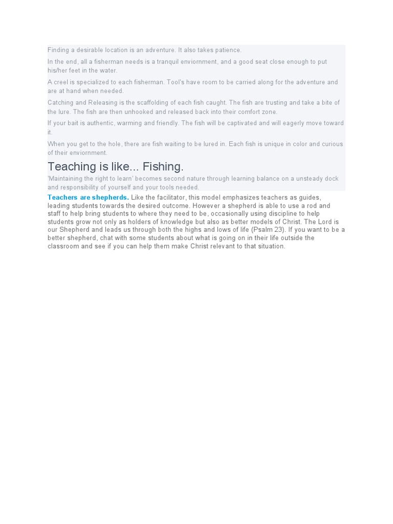 Teaching Is Like Fishing | PDF