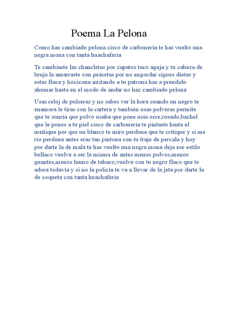 Poema La Pelona | PDF | Poesía