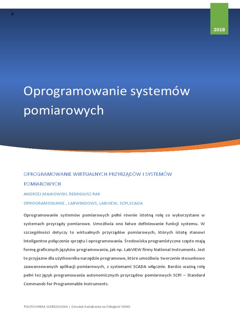 C - Oprogramowanie Systemow Pomiarowych | PDF