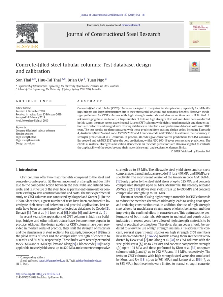 Concrete-Filled Steeltubular Columns - Test Database, Design and ...