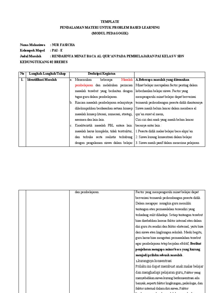 Template PBL Modul Pedagogis | PDF