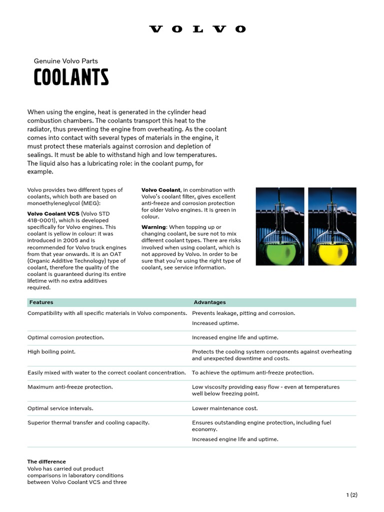 Coolants: Genuine Volvo Parts | PDF | Coolant | Physical Sciences