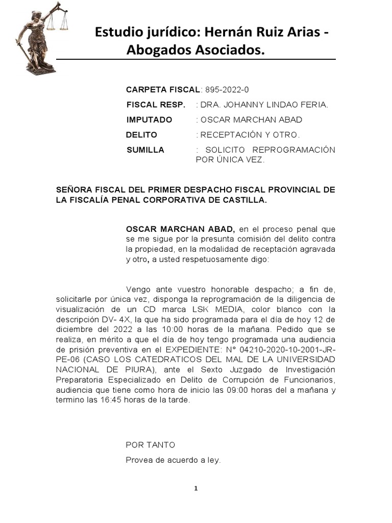 Solicitud de Reprogramación Judicial | PDF | Derecho