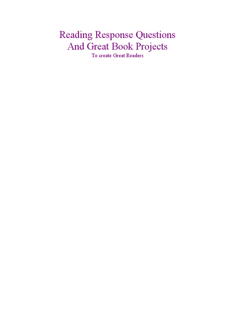 Reading Response & Book Projects | PDF | Books | Poetry