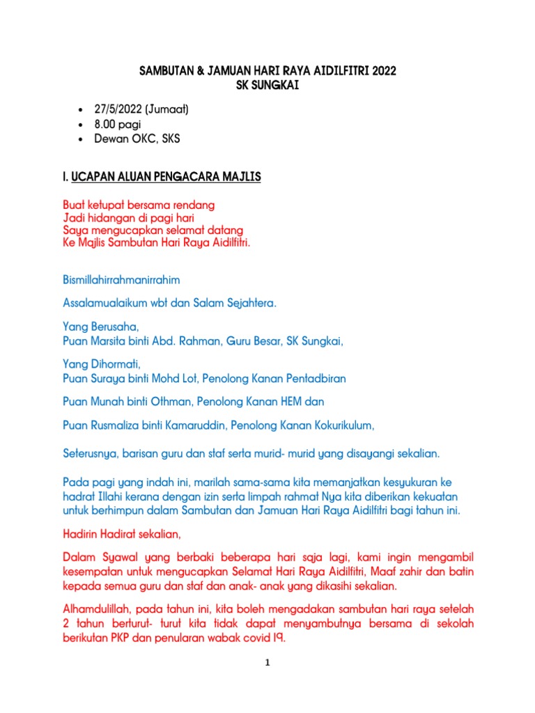 2022 - Sambutan Hari Raya | PDF