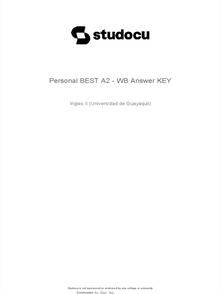 Personal BEST A2 Workbook Key | PDF