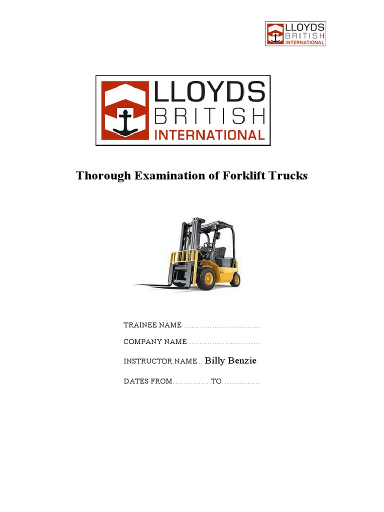 Forklift Truck Thorough Examination Assessment Paper | PDF | Safety ...