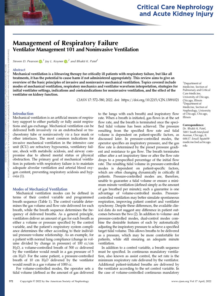 Management of Respiratory Failure Ventilator.17 | PDF | Breathing ...