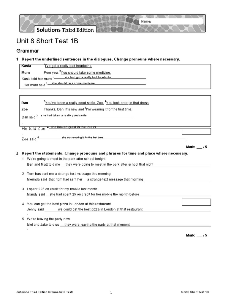 Sol3e Int U8 Short Test 1b | PDF | Languages | Foreign Language Studies Sol3e Int U8 Short Test 1b | PDF | Languages | Foreign Language Studies