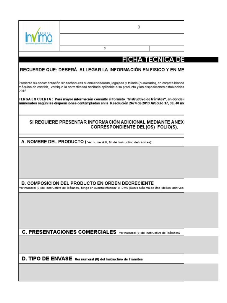 Ficha Tecnica Invima | PDF
