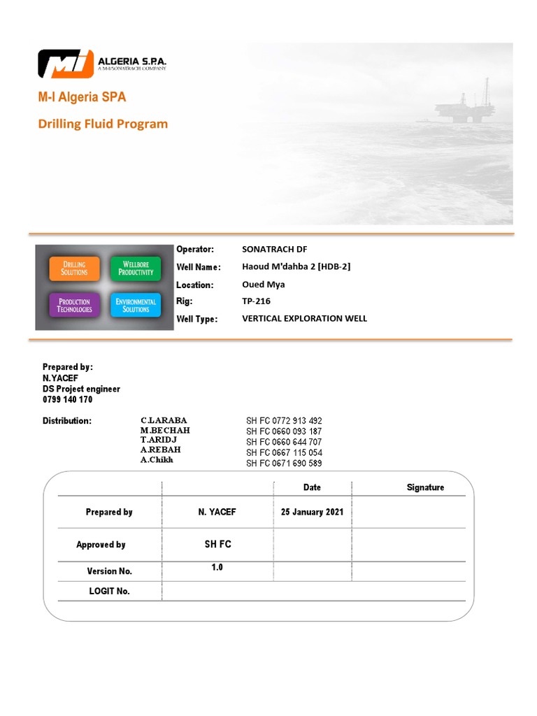 TP-216 HDB-2 Drilling Fluid Program V1 | Download Free PDF | Casing (Borehole) | Industrial ...