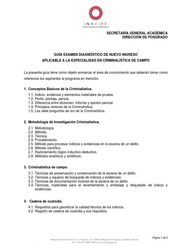 Guia Edni 1 Criminalistica de Campo | PDF | Jurisprudencia médica ...