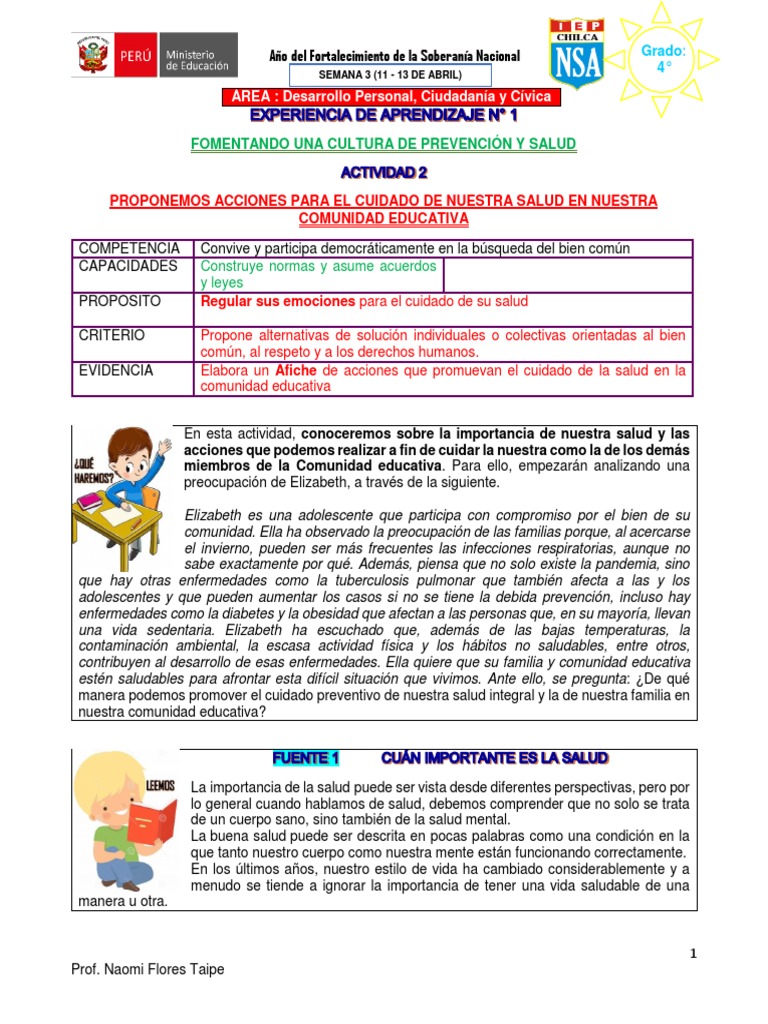 Actividad 2 DPCC 4° Grado | PDF