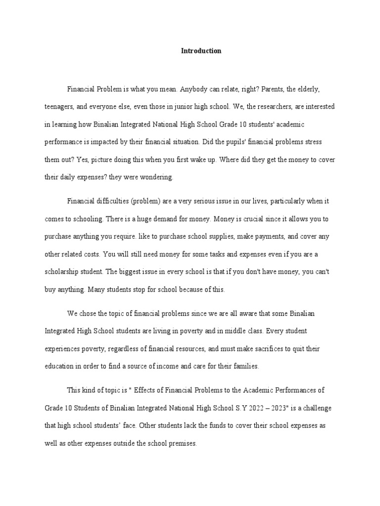 Effects of Financial Problems on Students | PDF