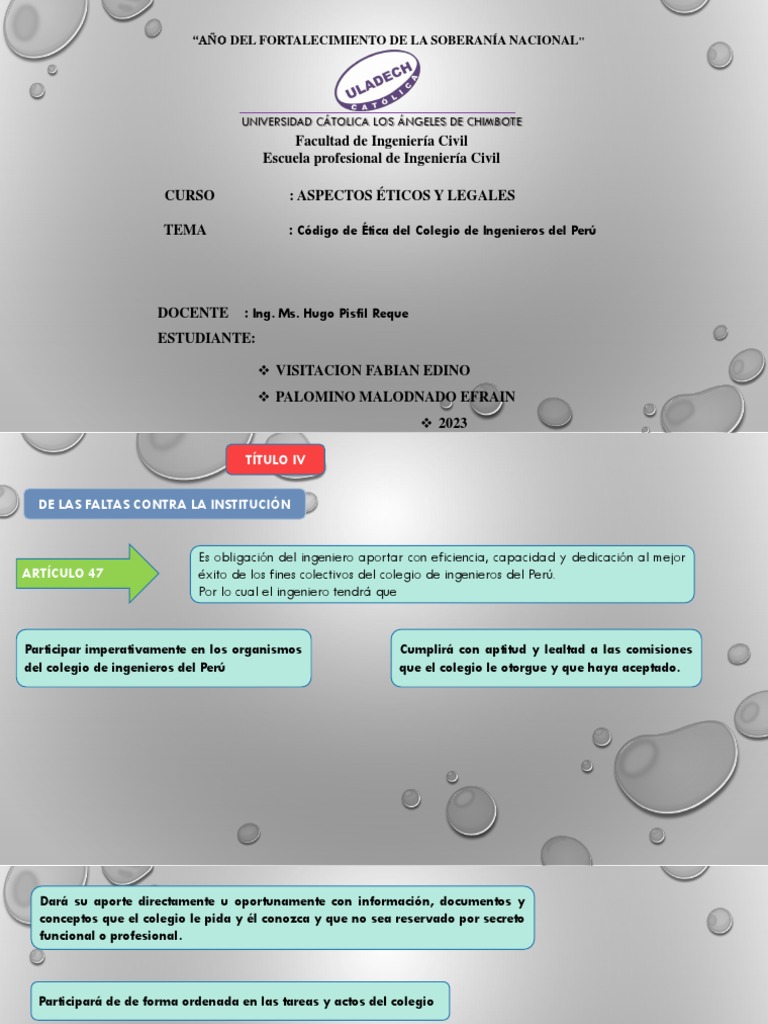 Código de Ética Del Colegio de Ingenieros Del Perú | PDF | Ingeniería