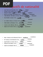 Les Adjectifs de Nationalité | PDF