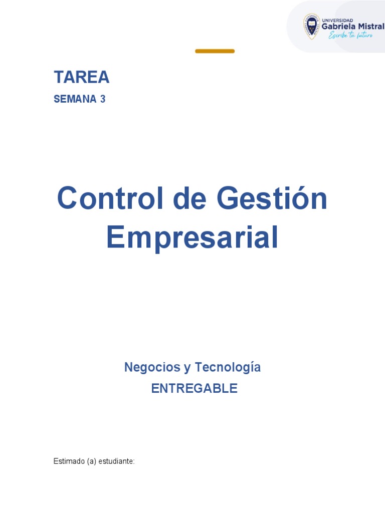 Control de Gestión Empresarial: Tarea | PDF | Crecimiento personal y ...