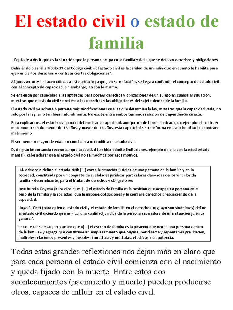 Definición y Características del Estado Civil | PDF | Estado (política ...