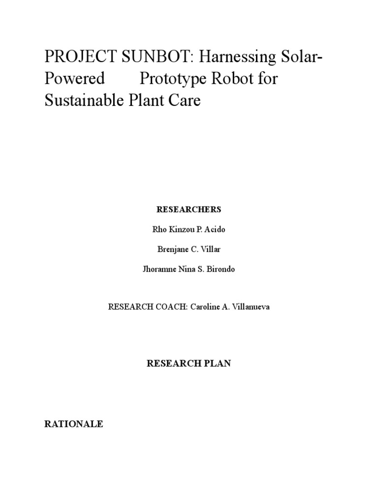 Robotics Research Plan | PDF | Solar Energy | Agriculture