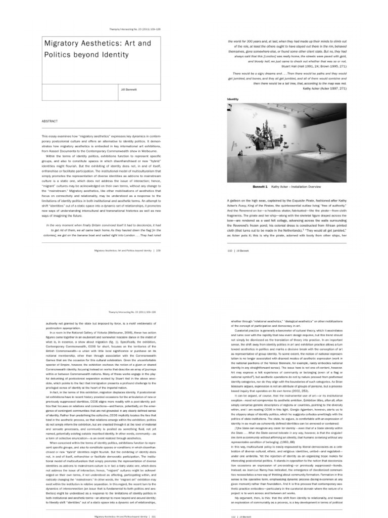 Jill Bennett - Art and Visibility in Migratory Culture | PDF ...