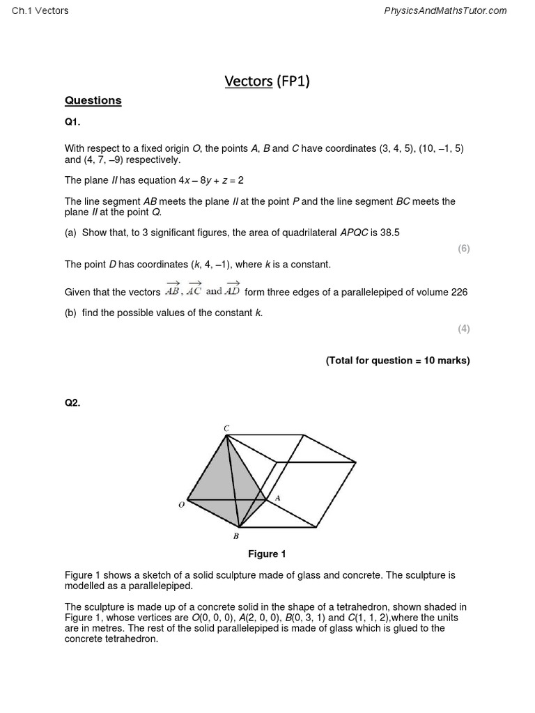Ch 1 Vectors Pdf Plane Geometry Tetrahedron