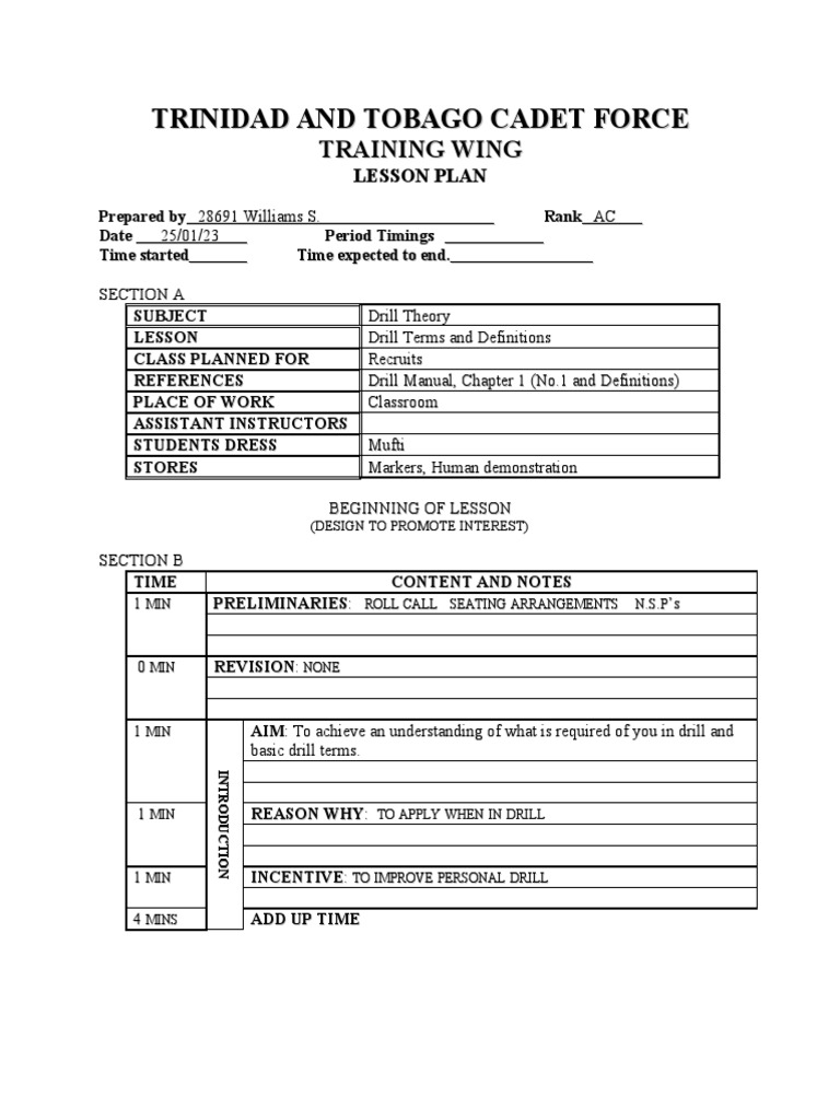 Drill Theory Lesson Plan | PDF