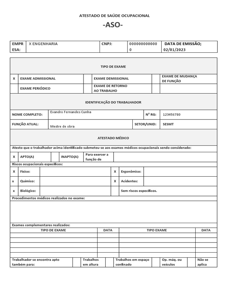 Aso Atestado de Saude Ocupacional EVANDRO FERNANDES CUNHA Sistemaeso ...