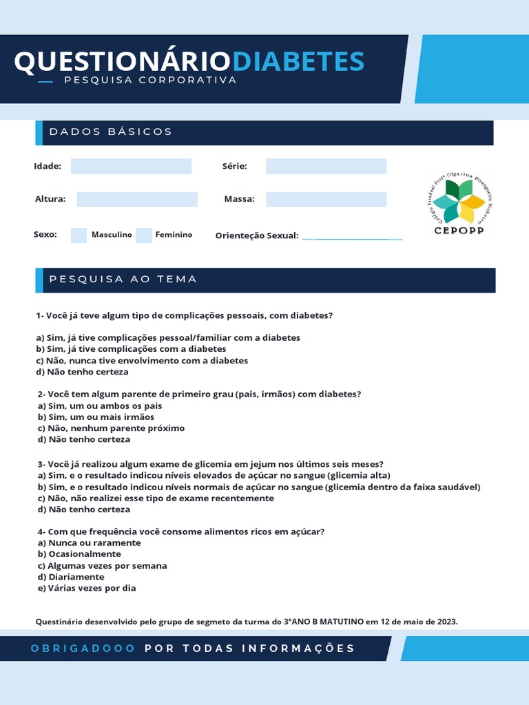 Questionário Diabetes | PDF