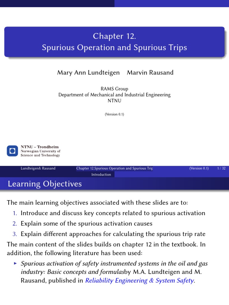 SIS Book - Chapter 12 - Spurious Trip Rate | PDF