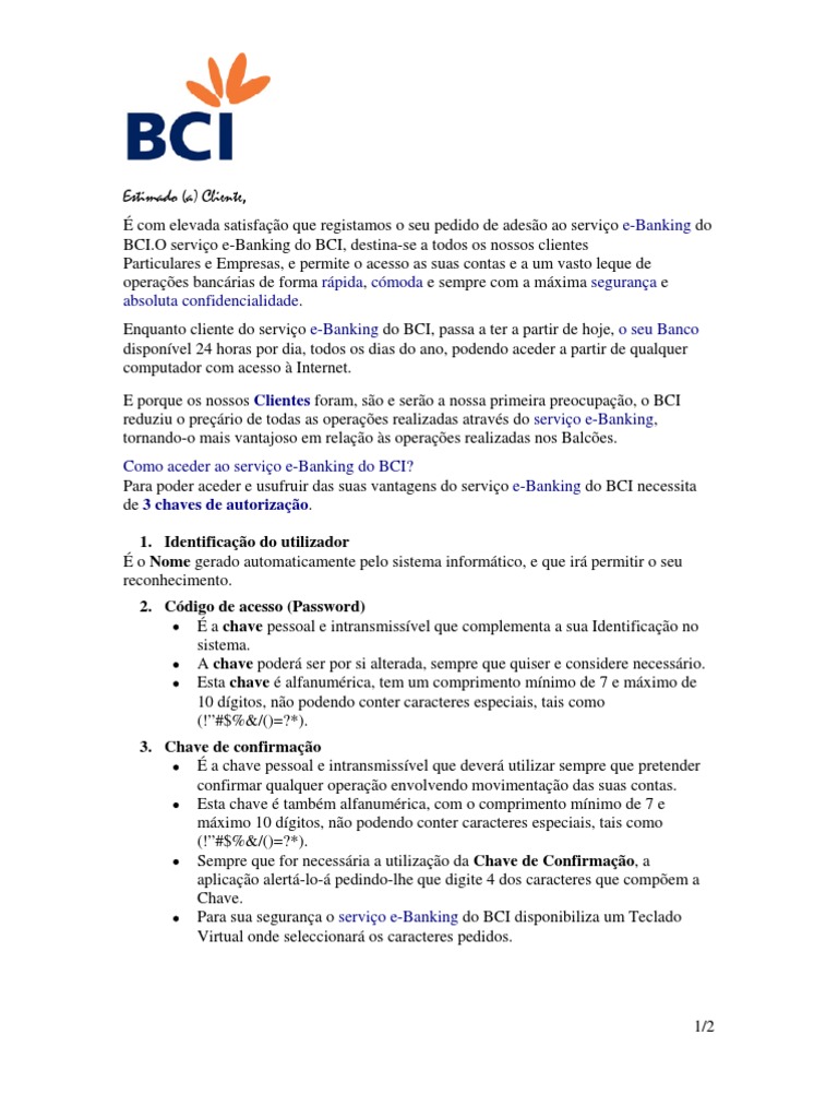 Acesso ao e-Banking do BCI para Empresas | PDF | Acesso a operações ...