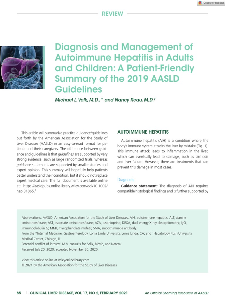 CLD - 2021 - L Volk - Patient Summ AASLD 2019 AIH Diagnosis and ...
