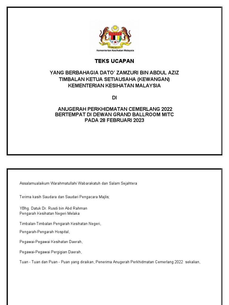 Teks Ucapan Tksu Apc 2022 (Latest) | PDF