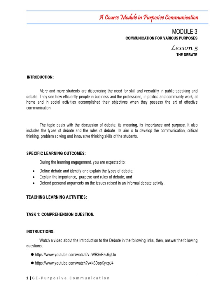 Module 3 Lesson 5 | Download Free PDF | Communication | Learning