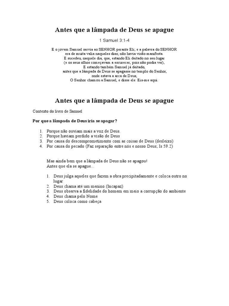 Antes Que A Lâmpada de Deus Se Apague | PDF