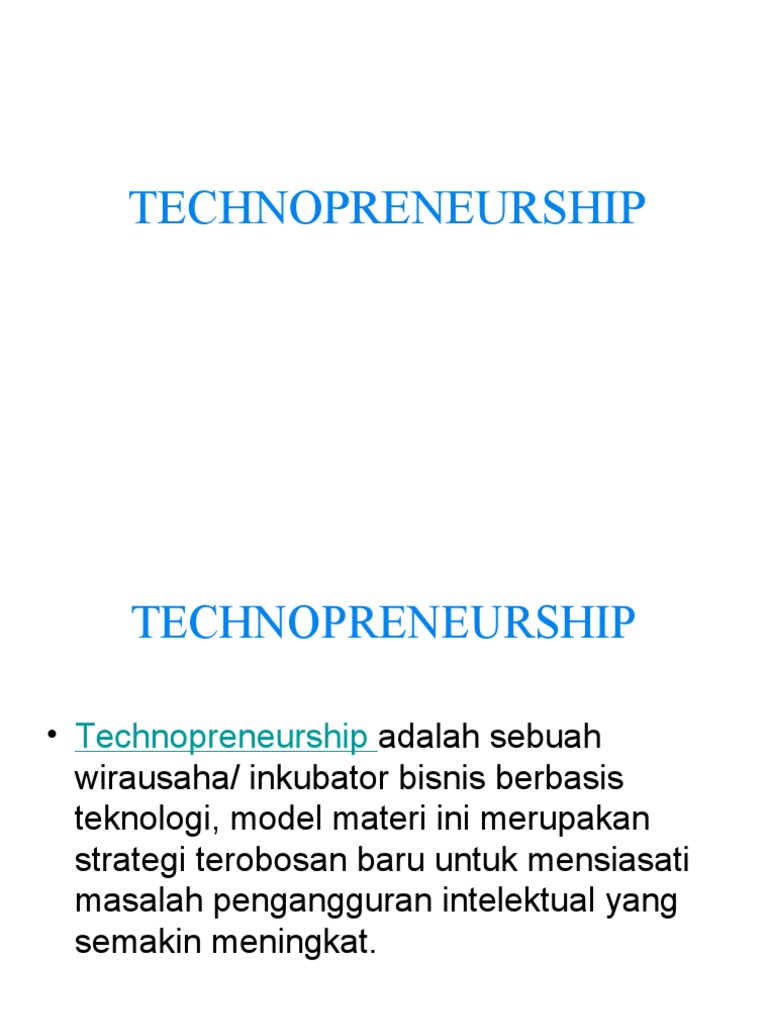 Pertemuan 1 Technopreneurship | PDF