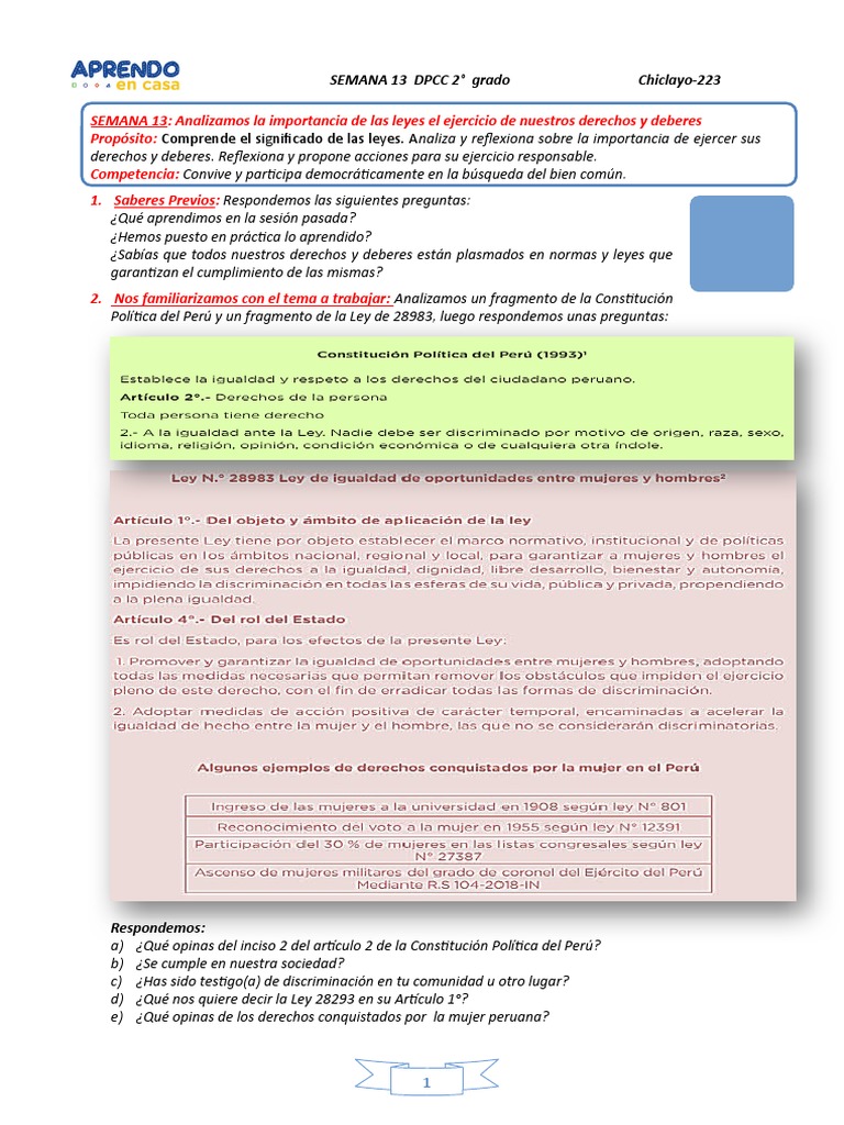 Sesion-Dpcc 2° Ii Bim | PDF | Perú | Constitución