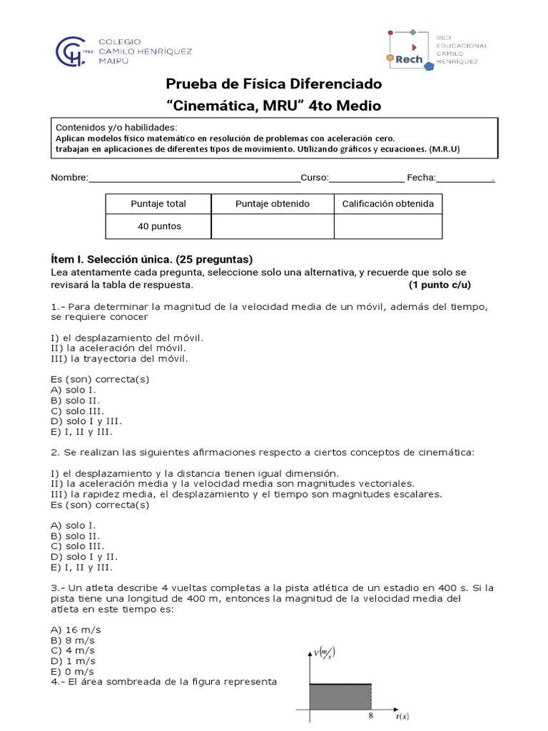 Prueba MRU | PDF | Velocidad | Aceleración
