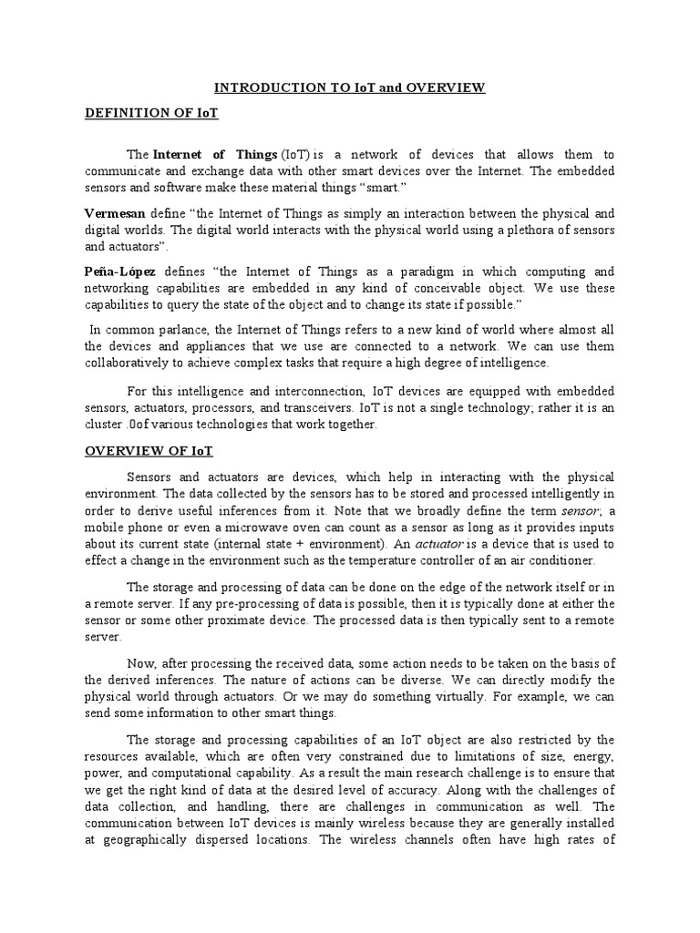 Introduction to Iot and Overview | PDF | Internet Of Things | Actuator