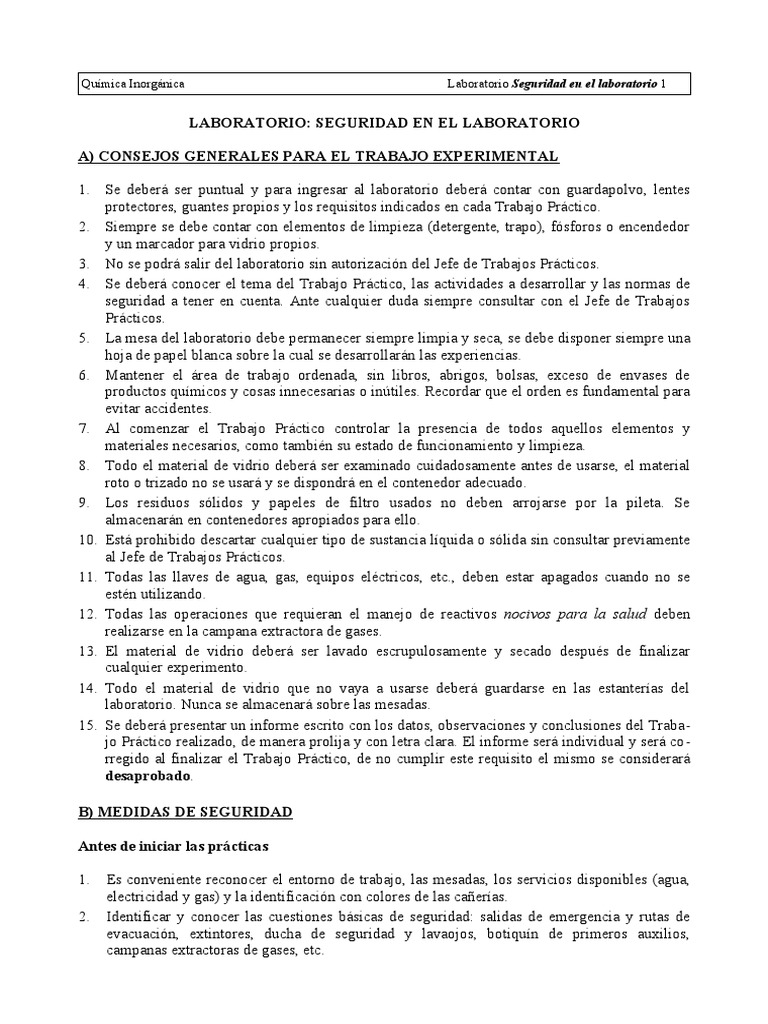 La Seguridad en Laboratorio | PDF | Laboratorios | Solvente