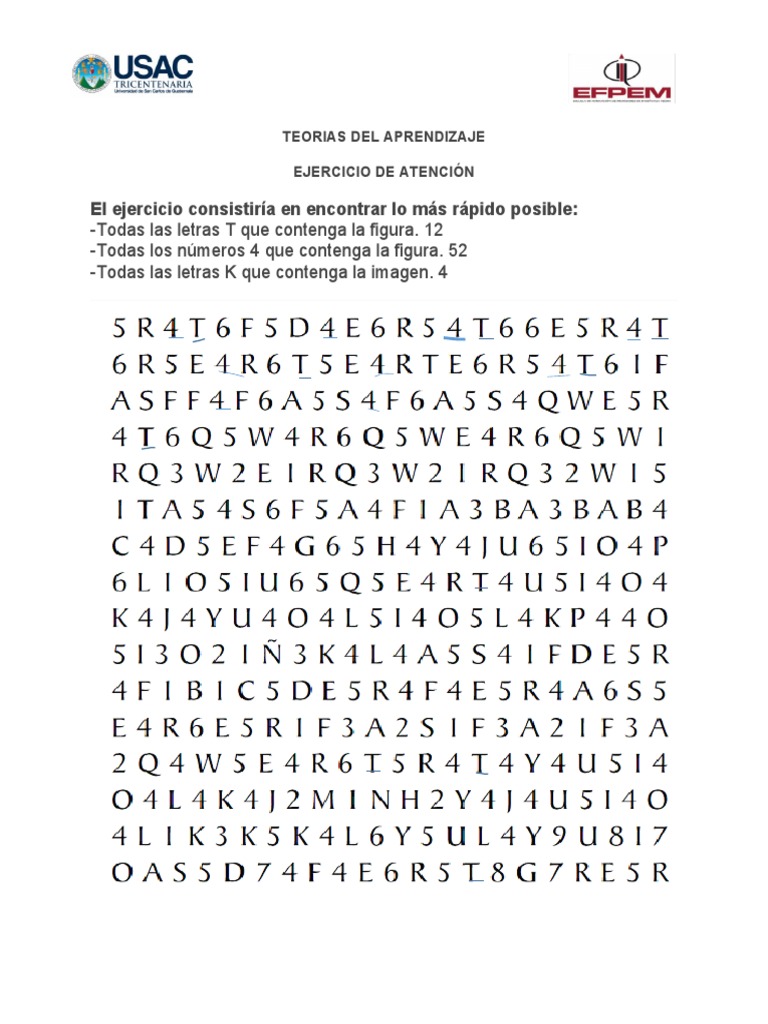 Ejercicio De Atención Pdf