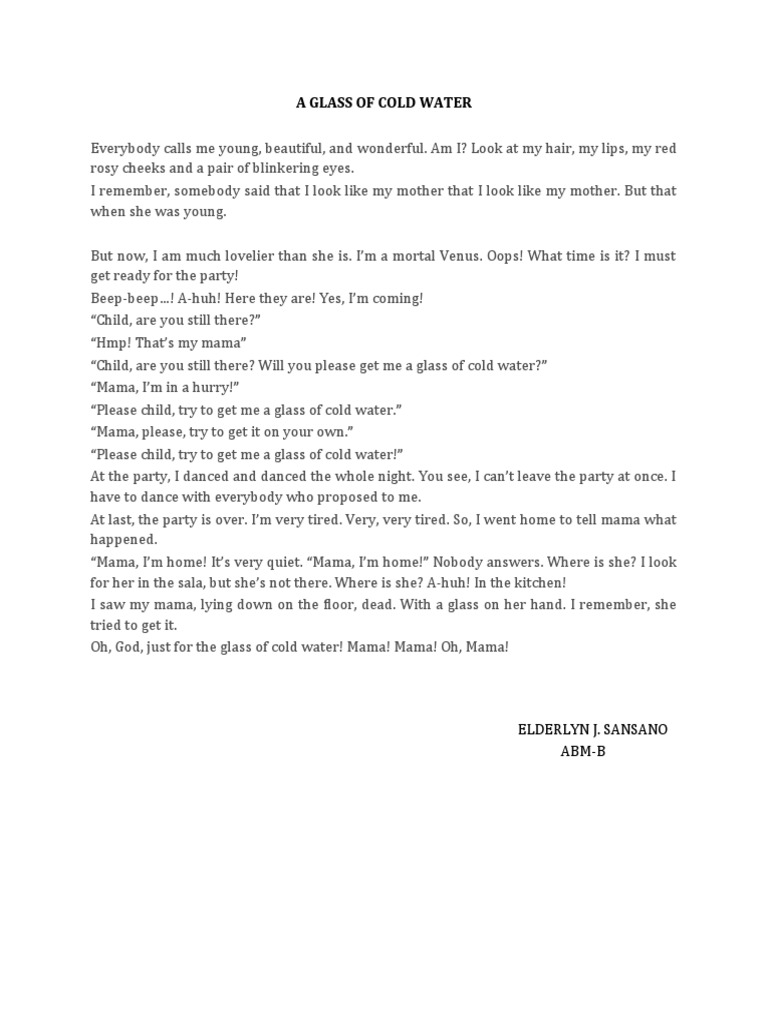 A Glass of Cold Water | PDF