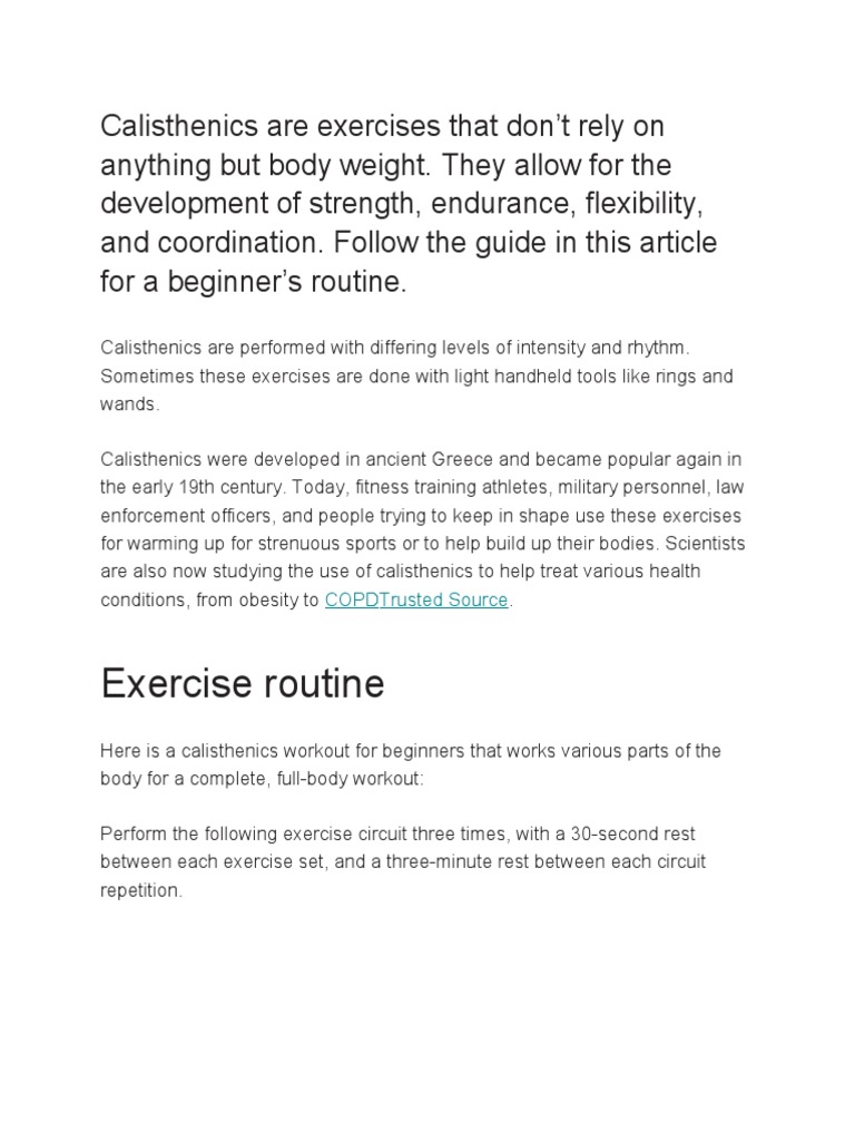 Types of Calisthenics | PDF | Anatomical Terms Of Motion ...