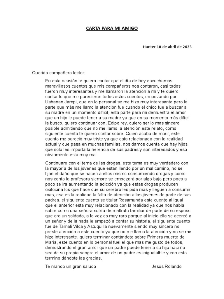 Carta para Mi Amigo | PDF | Amor