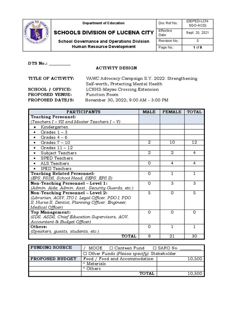 ESP GUIDANCE VAWC MENTAL HEALTH 2022 Proposal | PDF