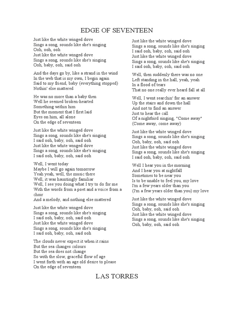 Edge of Seventeen Lyrics Analysis | PDF | Poetry