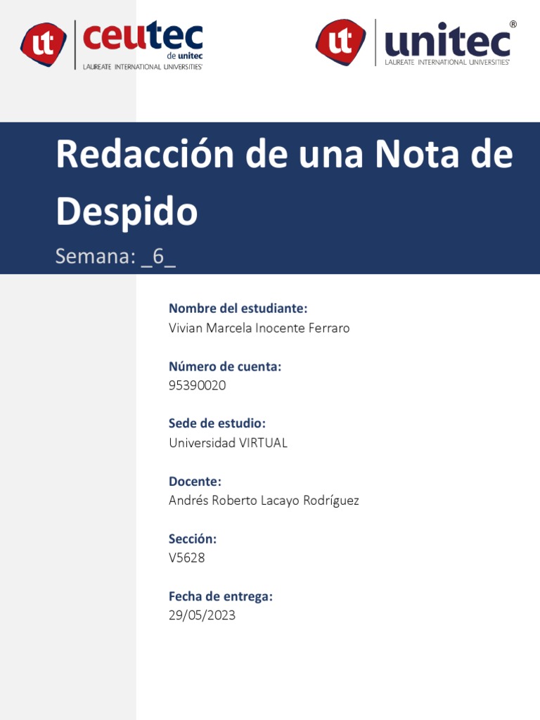 Tarea 6.1 - Redacción de Una Nota de Despido | PDF