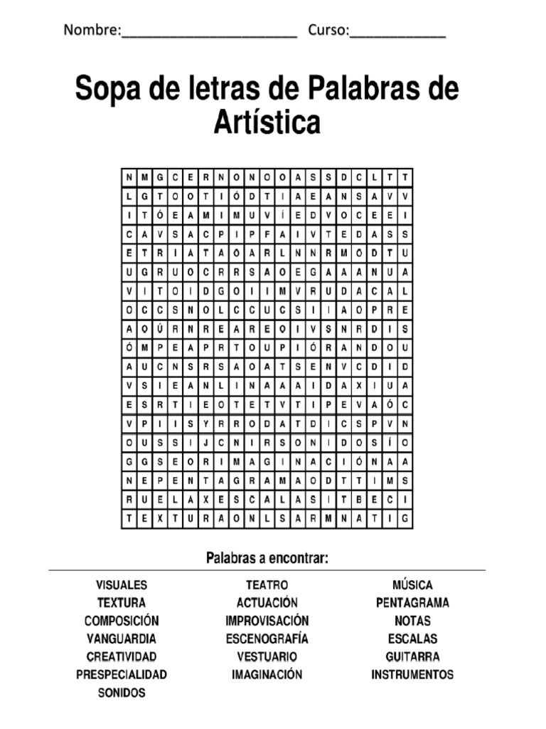 Sopa de Letras Artistica | PDF